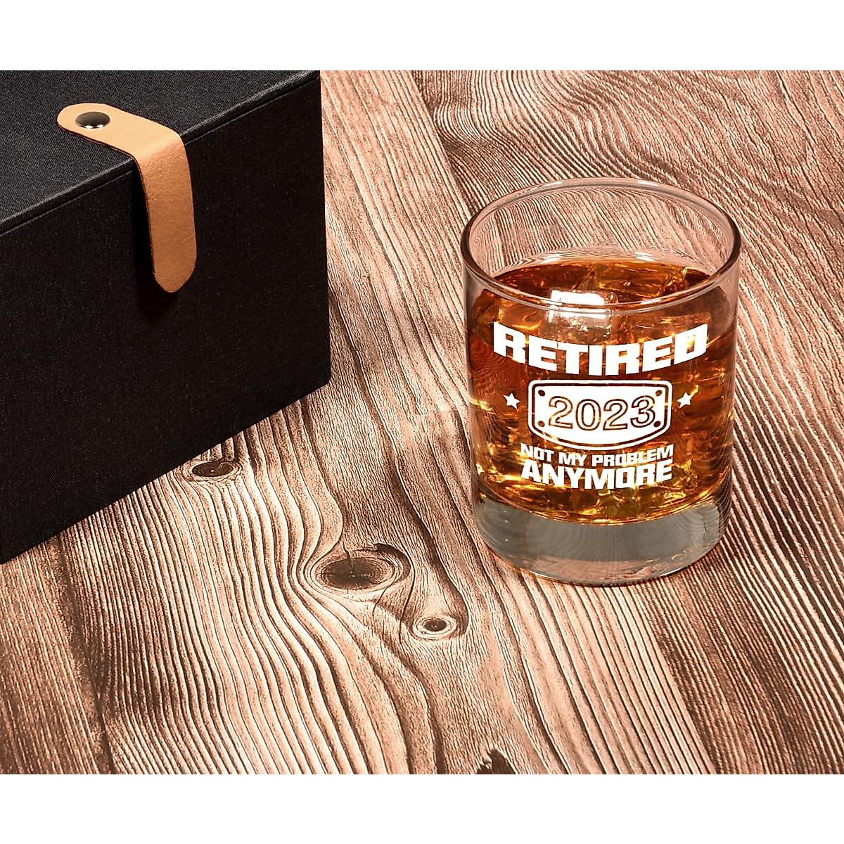 2023 Retirement Gifts for Men, Funny Retired 2023 Not My Problem Any More Whiskey Glass Gift, Happy Retirement Gifts for Office Coworkers, Boss, Dad, Husband, Brother, Friends