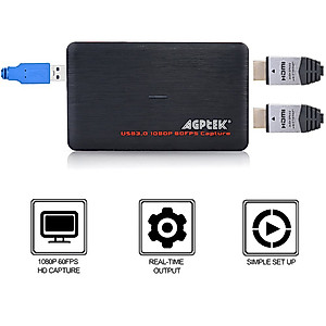 USB3.0 Game Capture Card 4K@30, 4K HDMI Video Capture Live Streaming Record 4K 30 FPS or 1080p120, 1440p60, HDMI Capture Card Work for PS5/PS4/Xbox One/Switch/Camera