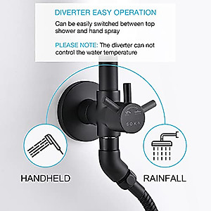 SOKA 9 Inch Rain Shower Head with Handheld Shower Head Bathroom Rain Shower System Dual Shower Combo 3-Setting Handheld Sprayer with Shower Hose Bathroom Shower Faucet Set with Slide Bar Matte Black