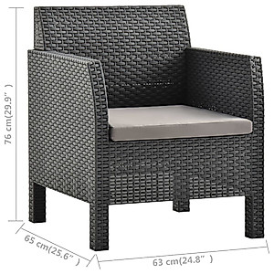 BUKSCYJS Outside Furniture,Patio Chair,Camping Rocking Chairs,Lawn Chairs Folding,Outdoor Chaise Lounge,Rocking Chairs for Outside,Patio Chair with Cushion PP Rattan Anthracite