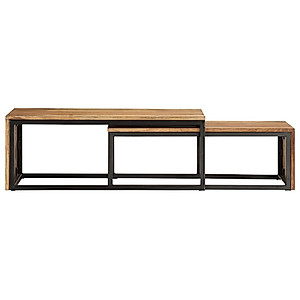 QJBSAVVA Nesting Tables 2 pcs Solid Sheesham Wood,Entrance Table Tray Tables Center Table Low Table Suitable for Meeting Rooms, Reception Rooms, Offices
