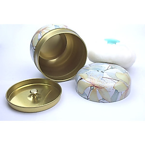 Topwon Powder Case with Powder Puff for Body Powder Container Dusting Powder Case for Baby&Mom (Gloden Flower)