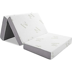 Inofia Folding Mattress, 4 Inch Memory Foam Trifold Mattress with Ultra Soft Bamboo Cover, Non-Slip Bottom & Breathable Mesh Sides - Foldable Guest Mattress, Cot Size (75" x 31" x 4")