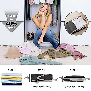 Compression Packing Cubes for Travel, 4 Pack Expandable Storage Bag Luggage Packing Organizers Compression Cubes for Suitcases Backpack (4 Set) (black)