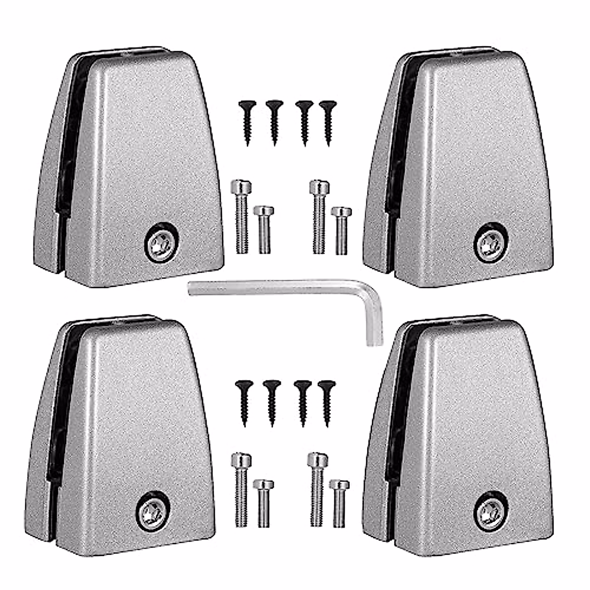 Jhanw Office Desk Divider Clips 4 Pcs, Desk Partition Support Clips for 1/8" To 1" Thick Panels, Aluminum Sneeze Guard Support Clips, Grey Desk Clamps for Acrylic, Plexiglass, and Wooden Panels