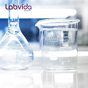 Labvida 24pcs of Low Form Glass Beakers, 3.3 Borosilicate with Printed Graduation, Vol.25ml,LVA037