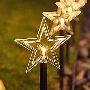Star Solar Decorations Lights, Outdoor Waterproof Stake Lights Landscape Decorative Lights for Christmas, Wedding, Party, Tree, Room, Garden, Patio, Yard, Home ( Warm White )