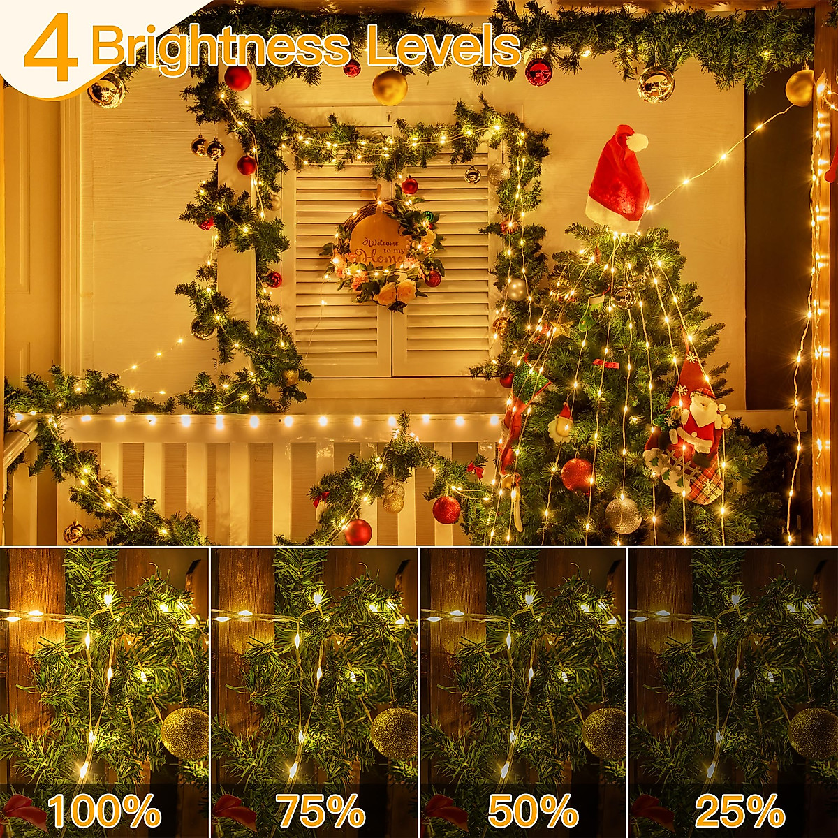 Ollny String Lights 600LED 197FT, Warm White Fairy Lights IP67 Waterproof with Remote 8 Modes Timer Dimmable, Plug in Christmas Lights for Outdoor Indoor House Yard Holiday Decorations