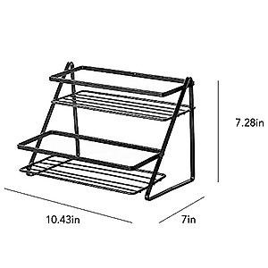 2 Tier Bathroom Shelf, Desktop Makeup Organizer, Small Storage Rack for Kitchen, Bath Room, Bedroom and Office (Black)