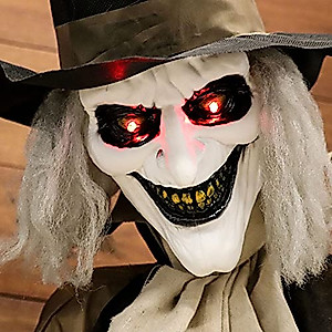 Haunted Hill Farm 5.25 ft. Life-Size Standing Grave Keeper with Red LED Eyes, Haunting Sound Effects, Lightweight and Battery-Operated
