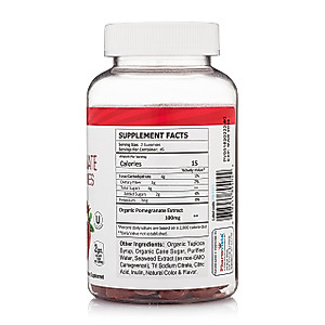 Pharmvista Pomegranate Fiber Gummies for Adults & Kids 100mg - Gluten Free Vegan Pomegranate Supplement Rich in Dietary Fiber Chewables Gummies- 90 Count