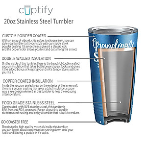 Grandmas Sippy Cup Gift for Women Birthday Blue Glitter 20 oz Stainless Steel Tumbler with Lid Insulated Cup