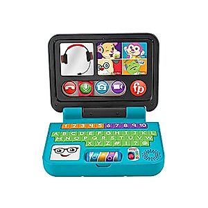 Fisher-Price Laugh & Learn Let's Connect Laptop - UK English Edition, Electronic Toy with Smart Stages Learning Content for Infants and Toddlers, HGW96