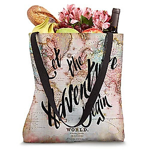 Let The Adventure Begin Vintage Map Design Tote Bag