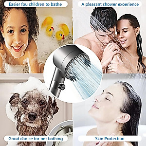 Filtered Shower Head with Handheld, 3 Spray Modes Water Saving High Pressure Showerhead Set with 59″ Hose、Bracket、Cotton Filters, Power Wash for Hard Water, Showerhead with ON/OFF Switch for Pets Bath