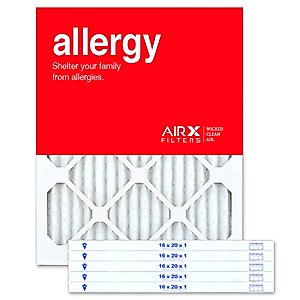 AIRx ALLERGY 16x20x1 MERV 11 Pleated Air Filter - Made in the USA - Box of 6