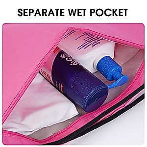 WANDF Drawstring Backpack Sports Gym Bag with Wet Compartment, Water-Resistant String Bag Cinch Bag for Women Men (Pink.)