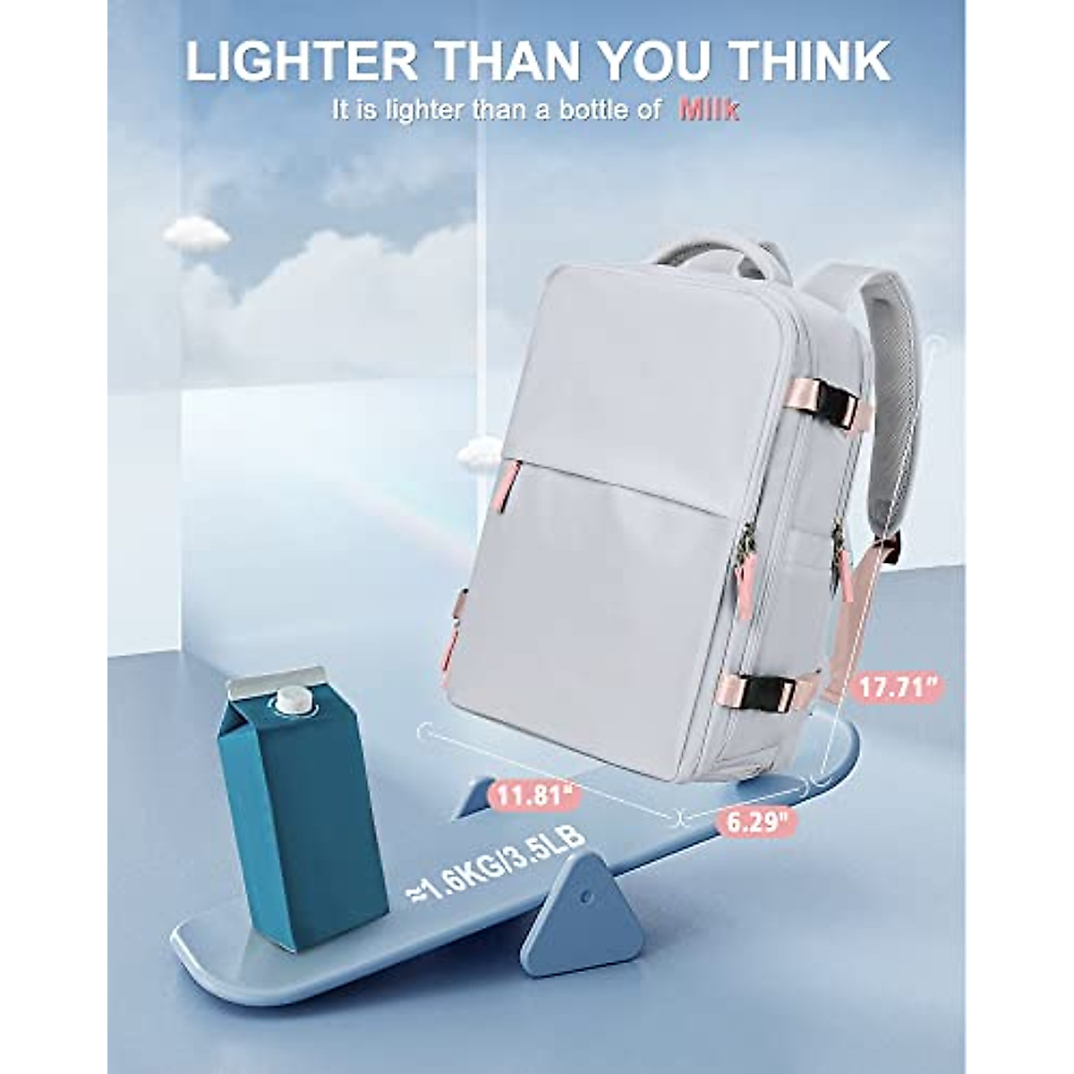 bergsalz Travel Backpack Essentials For Women Men Grey Airline Approved Personal Item Travel Bag Carry On Bag Gym Waterproof Backpack Purse College Laptop Bag