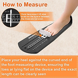 Vaikby Foot Measurement Device, Shoe Sizer Measuring Devices Ruler Sizer for Kids Adults, Buy Kids Shoes Online Simply with a Foot Measuring Device