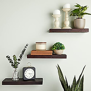 Farmlyn Creek Set of 3 Dark Brown Wooden Floating Shelf for Nursery, Office, Bedrooms, Space Saving (15.7 x 5.5 x 1.5 in)