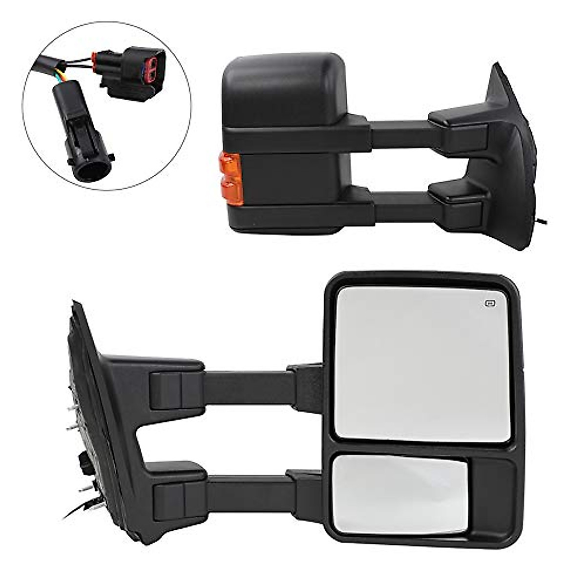 MOTOOS Towing Mirrors Replacement for 1999-2007 Ford F250 F350 F450 F550 Super Duty 2002-2005 Ford Excursion Power Heated with Signal Light Both Driver and Passenger Side Rear View Tow Mirrors