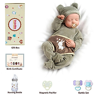 BABESIDE Lifelike Reborn Baby Dolls Boy - 17-Inch Baby Soft Body Realistic-Newborn Baby Dolls Full Body Vinyl Anatomically Correct Real Life Baby Dolls with Toy Accessories for Kids Age 3+