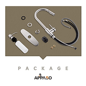 Kitchen Faucet with Soap Dispenser, APPASO Kitchen Faucet with Pull Down Sprayer, Brushed Nickel Kitchen Sink Faucets with Sprayer, Modern Kitchen Faucet for RV Bar Sink, Durable Stainless Steel