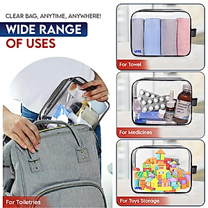 VYRL 2 Pack Clear Makeup Bag - Quart Size 3-1-1 TSA Approved Toiletry Bag with Zipper - Water-Resistant Durable PVC Clear Toiletry pouches for Carry-on Airport Travel Accessories - Black