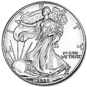 1998-1 Ounce American Silver Eagle Shipping .999 Fine Silver with our Certificate of Authenticity Dollar Uncirculated US Mint