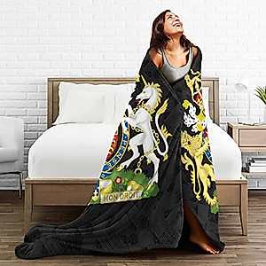 Royal Coat of Arms of The United Kingdom Flannel Fleece Throw Blanket ,Softest Super Fluffy Bed Plush Blanket Throw, Sofa Luxury Cozy Couch Blanket 80"x60"