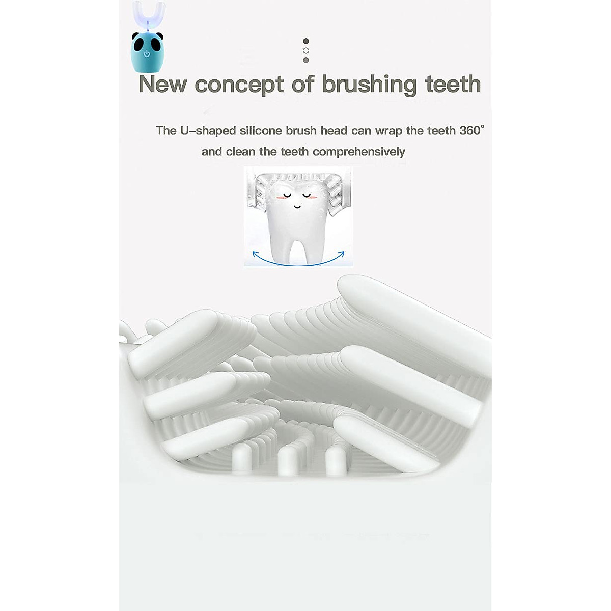 Newbee Children Electric Toothbrush for Kids Smart 360 Degrees U Silicon USB Automatic Ultrasonic Teeth Tooth Brush Cartoon Pattern 2-7 Years