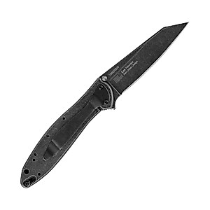 Kershaw Random Leek, Blackwash, 3 inch Sandvik 14C28N Stainless Steel Blade, SpeedSafe Opening, Reverse Tanto, 1660RBW