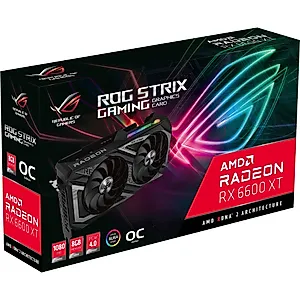 ASUS ROG Strix AMD Radeon RX 6600 XT OC Edition Gaming Graphics Card (AMD RDNA 2, PCIe 4.0, 8GB GDDR6, HDMI 2.1, DisplayPort 1.4a, Axial-tech Fan Design, Super Alloy Power II, GPU Tweak II)