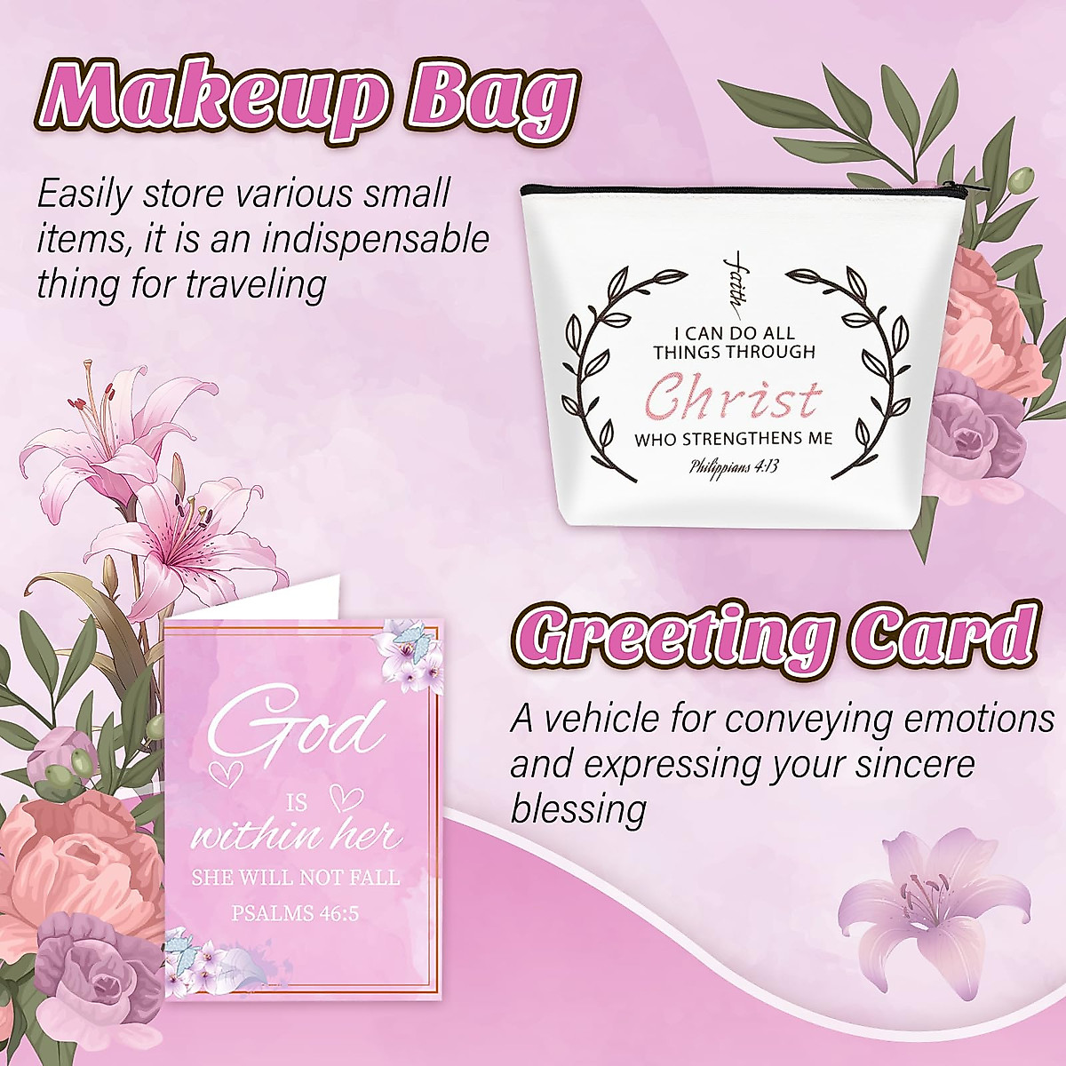 Christian Gifts for Women Faith, Inspirational Gifts for Women, 8 Pcs Religious Gifts for Women with Tumbler, Spiritual Gifts for Women, Catholic Christmas Gifts for Mom, Friend, Grandma, Sister