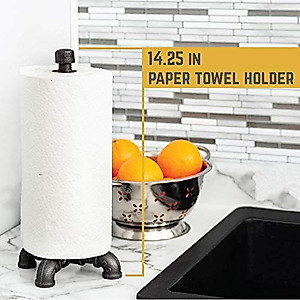 PIPE DÉCOR Rustic Industrial Pipe Paper Towel Holder Heavy Duty DIY Style, Free Standing Kit, Modern Chic Industrial Steel Grey, Commercial Grade Metal