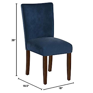 HomePop Parsons Classic Upholstered Accent Dining Chair, Set of 2, Navy Velvet