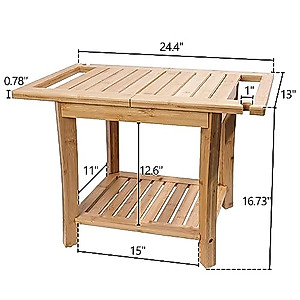 Purbambo Bamboo Shower Bench for Inside Shower Shaving Legs, Waterproof Bathroom Shower Stool with Storage Shelf, Shower Head Holder, Bath Towel Holder, Safe & Stable for The Elder, The Disabled