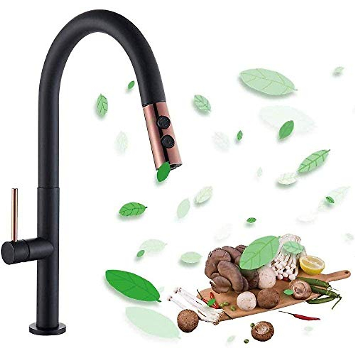 NZDY Faucet Black Kitchen Faucet Rose Gold Pull Out Kitchen Head Deck D Bathroom Kitchen Mixer Tap Dual Function Shower Head Black Style