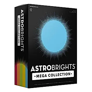 Astrobrights Mega Collection, Colored Paper,"Classic" 5-Color Assortment, 625 Sheets, 24 lb/89 gsm, 8.5" x 11" - MORE SHEETS! (91623)