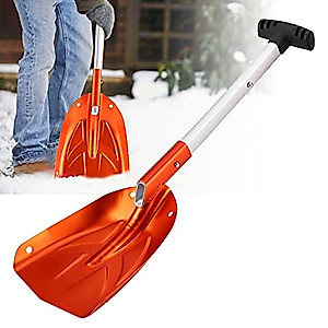 Winter Snow Ice Shovel with Telescopic Skidproof Handle Aluminum Alloy Winter Snow Ice Shovel Outdoor Kit Tool Orange
