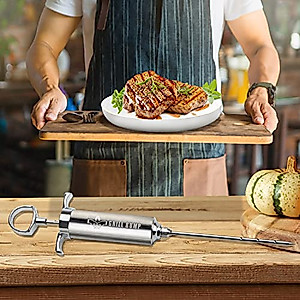 Grill Bump Meat Injector Syringe Kit with 3 Professional Marinade Injector Needles for BBQ Grill Smoker, Turkey and Brisket; 2-oz Large Capacity, Including Paper User Manual, Recipe E-Book (PDF)