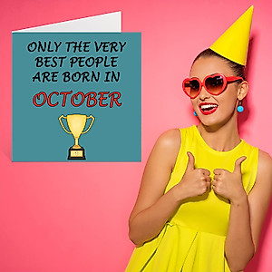 Fun Birthday Cards for Men Women - Very Best October - Birthday Card for Mom Dad Papa Pops Brother Sister Son Daughter Grandma Grandpa, 5.7 x 5.7 Inch Greeting Cards, Joke Humor 30th 40th 50th Cards