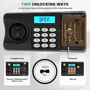 6.0 Cubic Large Home Safes Water and Fireproof, Anti-theft Document Safe Box with Removable Drawer & Shelf, Digital Fire Proof Safe for Home Money Jewelry Valuables