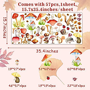 Watercolor Mushroom Wall Decals Woodland Mushroom Wall Decals Colorful Mushroom Wall Stickers Cute Cartoon Animal Wall Stickers Fall Leaf Autumn Wall Decals for Kids Room Bedroom Nursery Classroom Decor