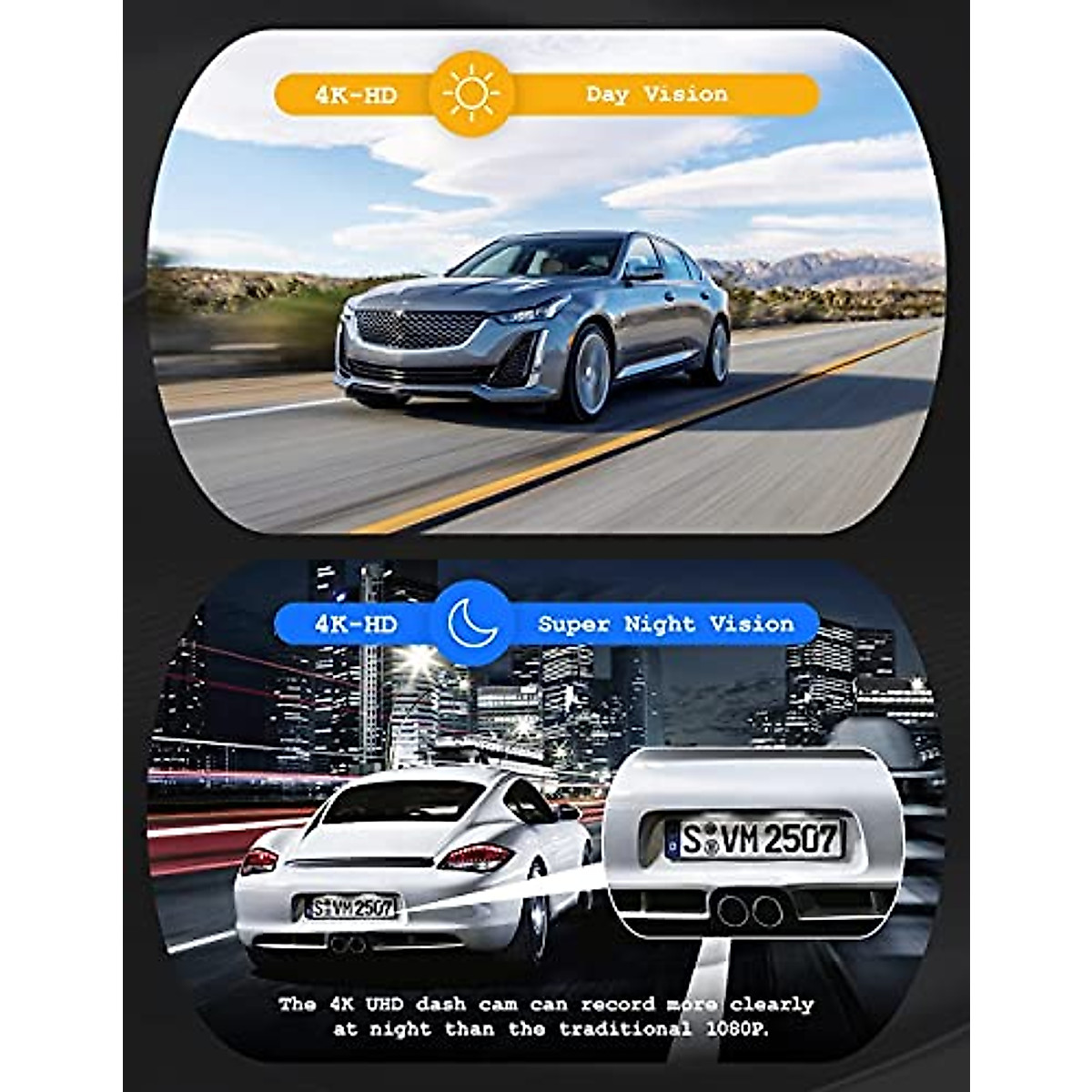 iiwey S3- Upgraded 4K Dash Cam Built with WiFi GPS UHD 2160P Dashboard Camera Recorder, 3" IPS Touchscreen, 170° Wide Angle, WDR, Night Vision, SD Card Included