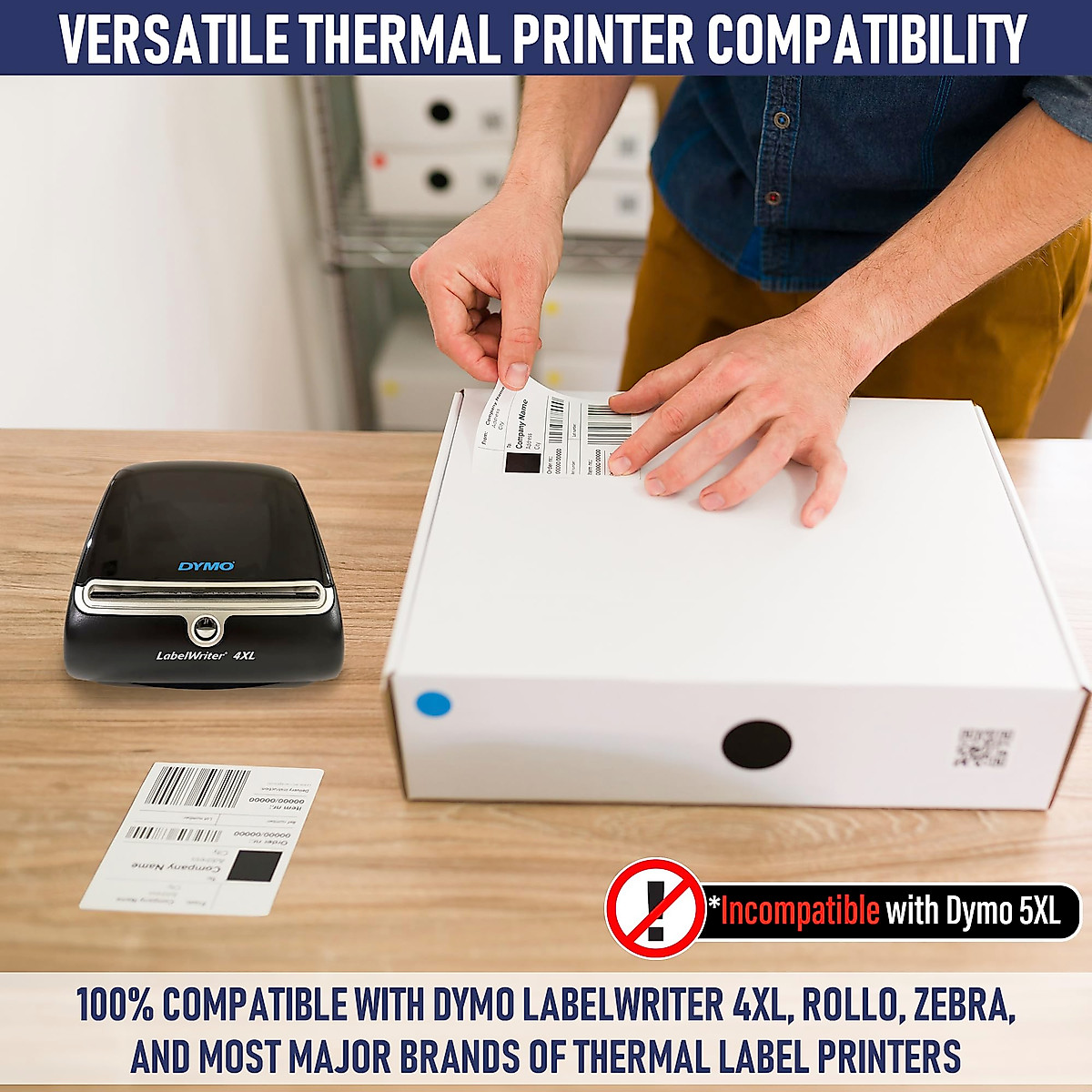 Dasher Products Shipping Labels Compatible with Dymo LabelWriter 4XL 1744907 4x6 Thermal Postage Labels, Water & Grease Resistant, Ultra Strong Adhesive, Perforated, BPA Free, 220 Labels/Roll (4 Pack)