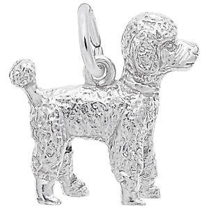 Poodle Charm In Sterling Silver, Charms for Bracelets and Necklaces