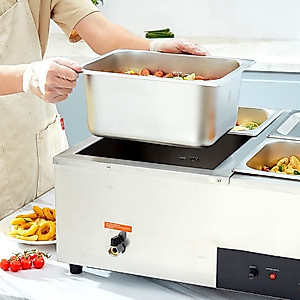 Commercial Food Warmer, 4-Pan Electric Steam Table with 12QT Pans, Stainless Steel Countertop Buffet Bain Marie