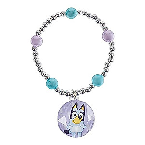 LUV HER Bluey Girls 4 Piece Costume Toy Jewelry Box Set with Silver Rings, Bead Bracelet and Necklace Ages 3+