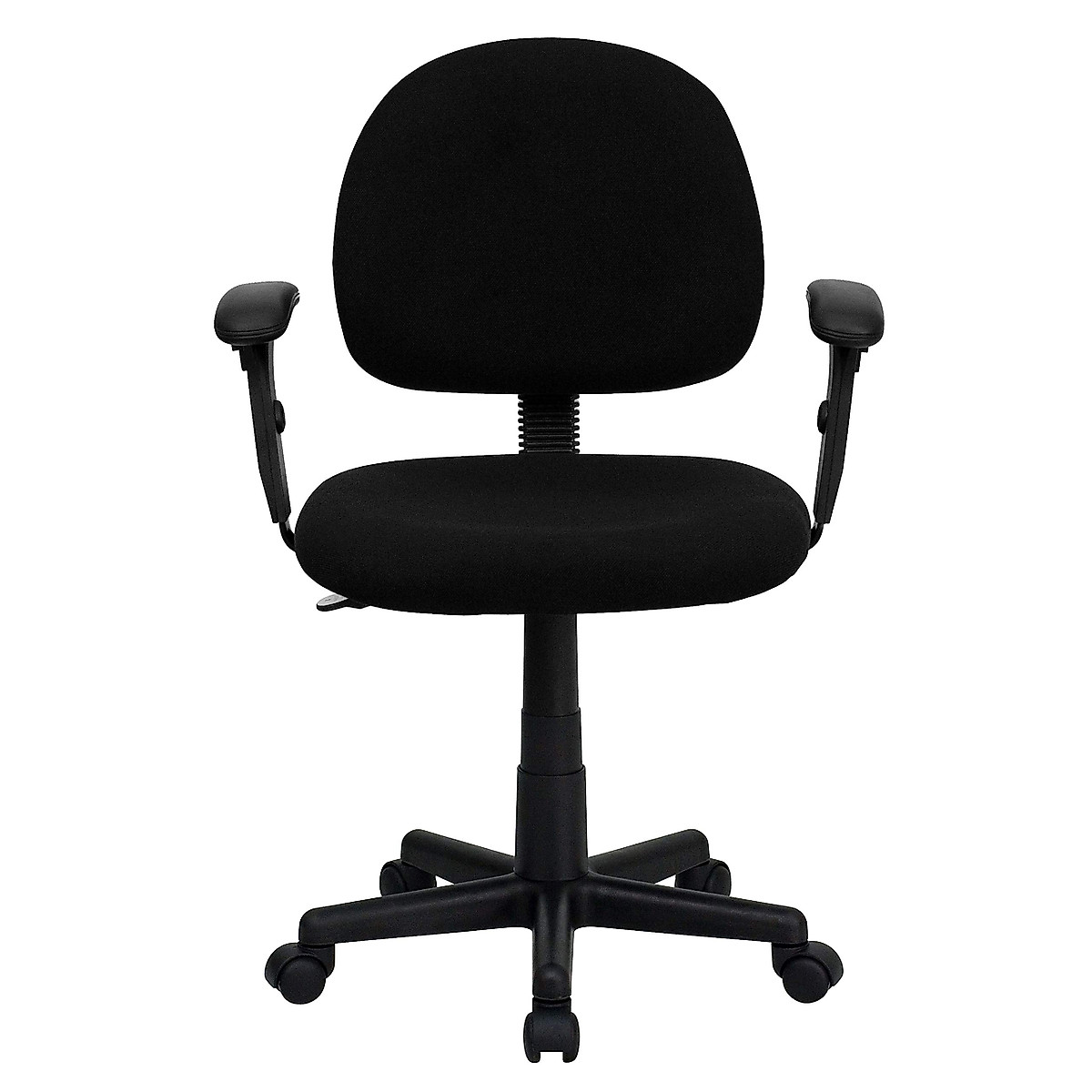 Flash Furniture Mid-Back Black Fabric Swivel Task Office Chair with Adjustable Arms